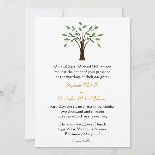 Tree of Life Modern Symbolic on White #2 Wedding Invitation | Zazzle