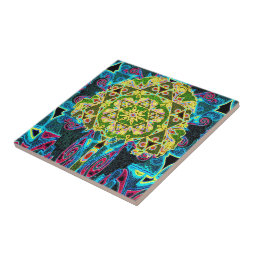 Tree of Life Mosaic Pattern Ceramic Tile | Zazzle