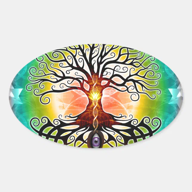 Tree Of Life Oval Sticker | Zazzle