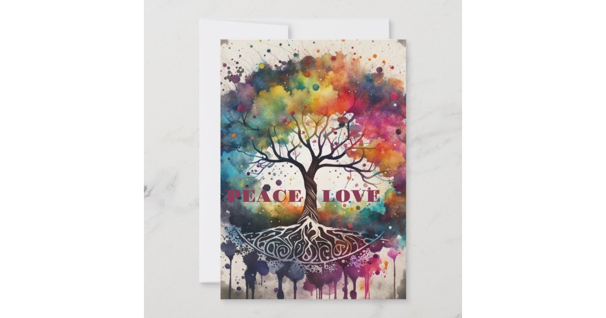 TREE OF LIFE. Peace, Love (editable) Card | Zazzle