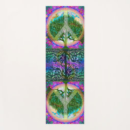 Tree of Life Peace Symbol Namaste Yoga Mat | Zazzle