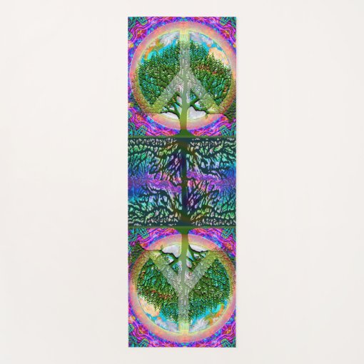 Tree of Life Peace Symbol Namaste Yoga Mat | Zazzle