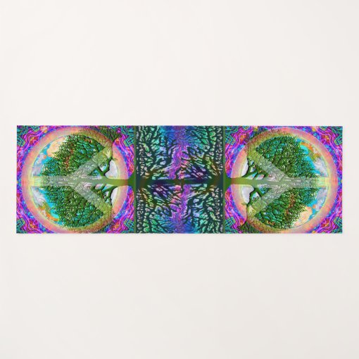 Tree of Life Peace Symbol Namaste Yoga Mat | Zazzle