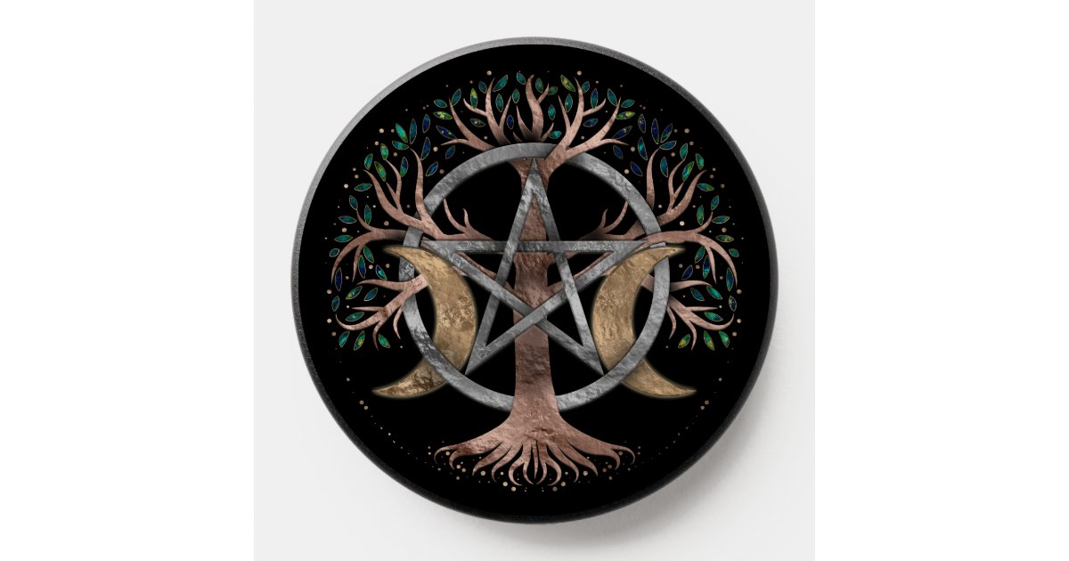 Tree of Life Pentagram Moon Ornament PopSocket | Zazzle