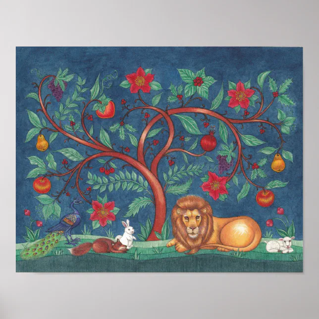 Tree of Life Poster ~ The Lion & the Lamb | Zazzle