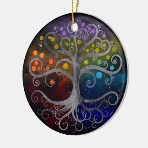 Tree of life Silver Swirl Ceramic Ornament | Zazzle