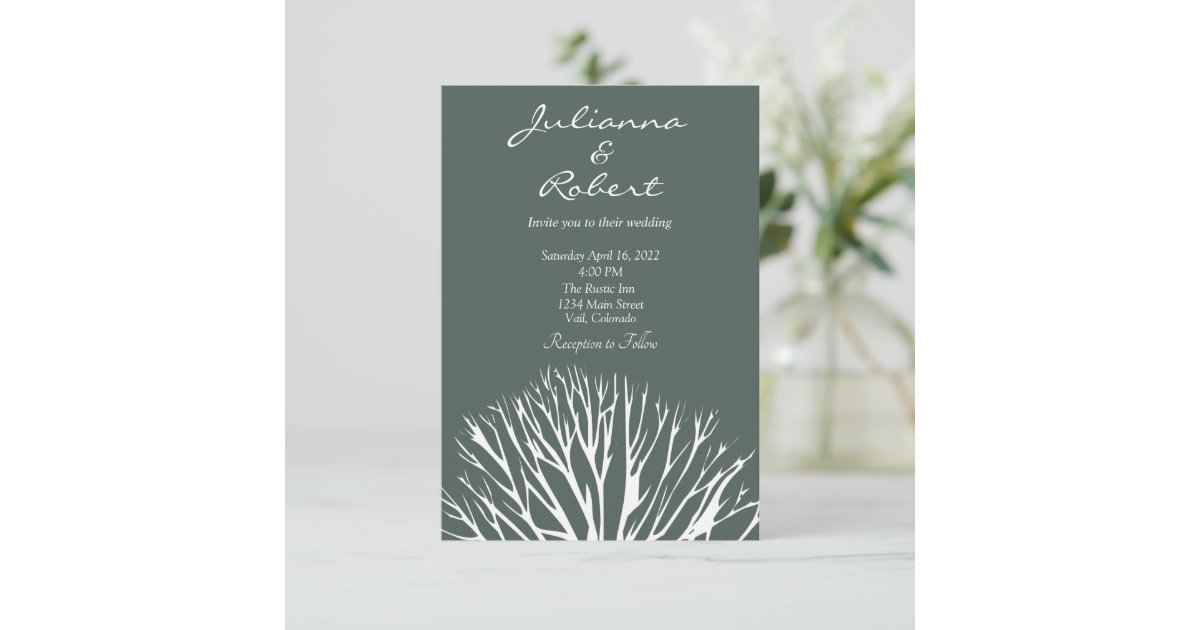 Tree of life simple green earth Wedding Invitation | Zazzle
