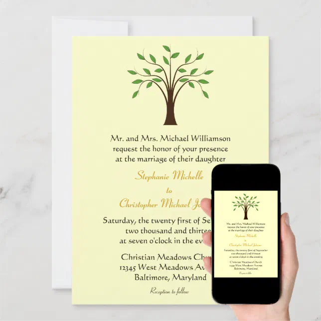 Tree of Life Simple Symbolic Unique Modern Wedding Invitation | Zazzle