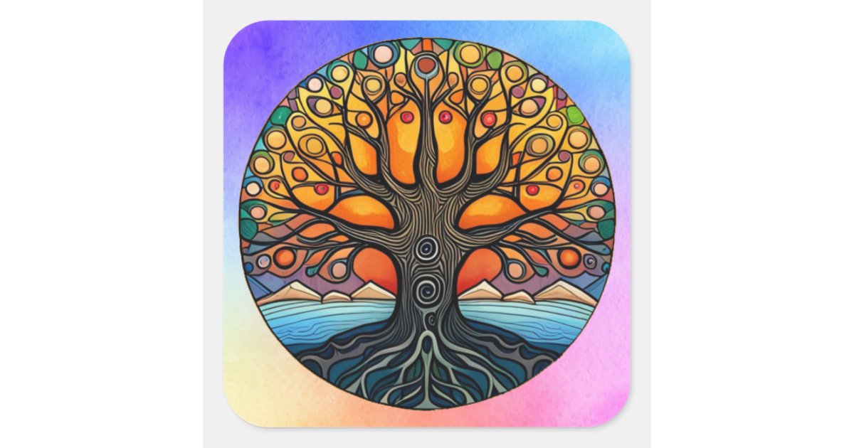Tree of Life Square Sticker | Zazzle