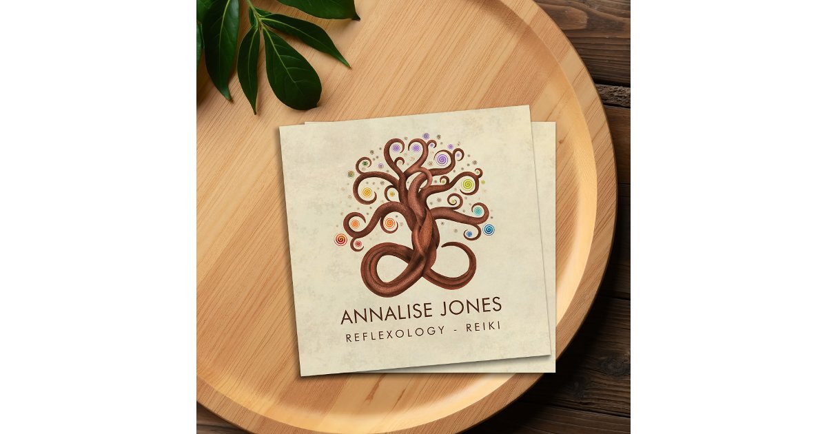 Tree of Life Swirl Square Business Card | Zazzle