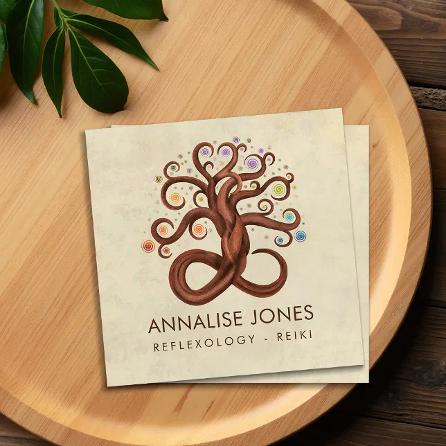 Tree of Life Swirl Square Business Card | Zazzle