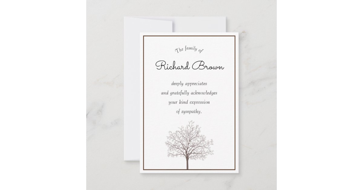 Tree of Life Sympathy Acknowledgement Cards | Zazzle