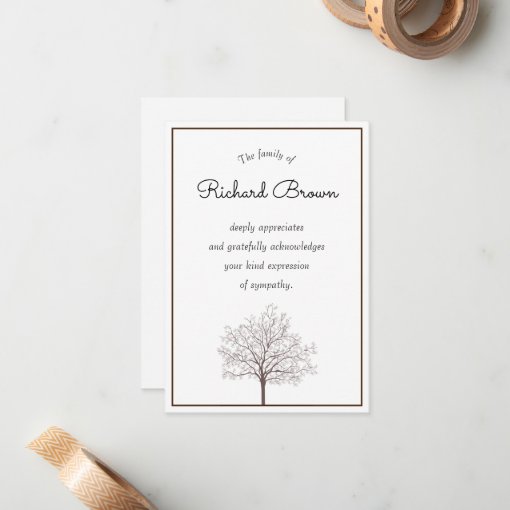 Tree of Life Sympathy Acknowledgement Cards | Zazzle