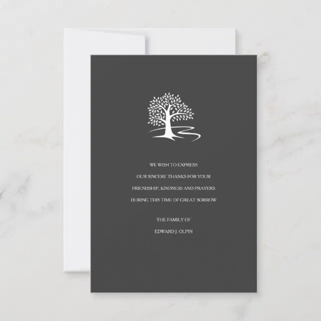 Tree of Life Sympathy Thank You Card | Zazzle
