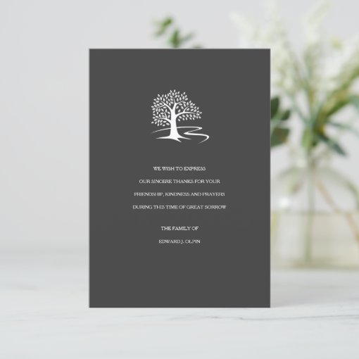 Tree of Life Sympathy Thank You Card | Zazzle