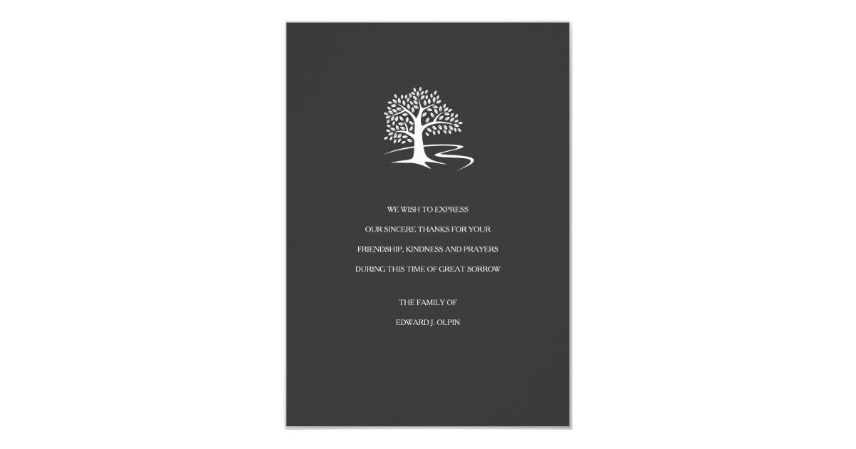 Tree of Life Sympathy Thank You Card | Zazzle.com