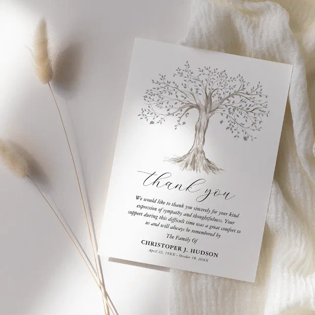 Tree of Life Sympathy Thank You Cards | Zazzle