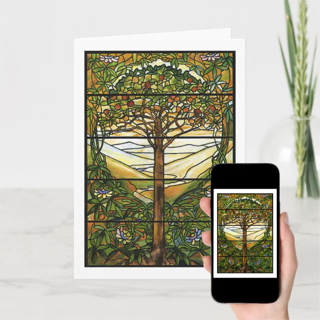 Tree of Life/Tiffany Stained Glass Window Holiday Card | Zazzle