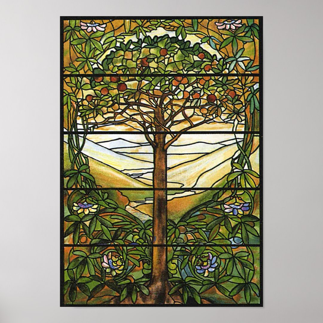 Tree of Life/Tiffany Stained Glass Window Poster | Zazzle