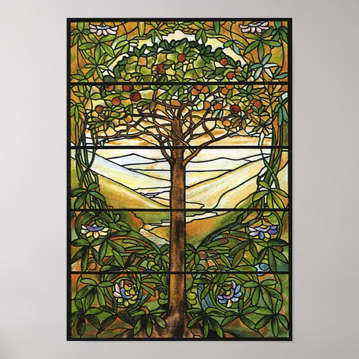 Tree of Life/Tiffany Stained Glass Window Poster | Zazzle