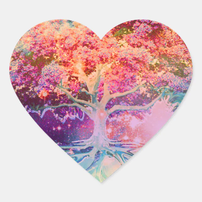 Tree of Life Tranquility Heart Sticker | Zazzle
