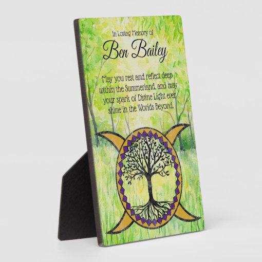 Tree of Life & Triple Moon Memorial Keepsake Plaque | Zazzle