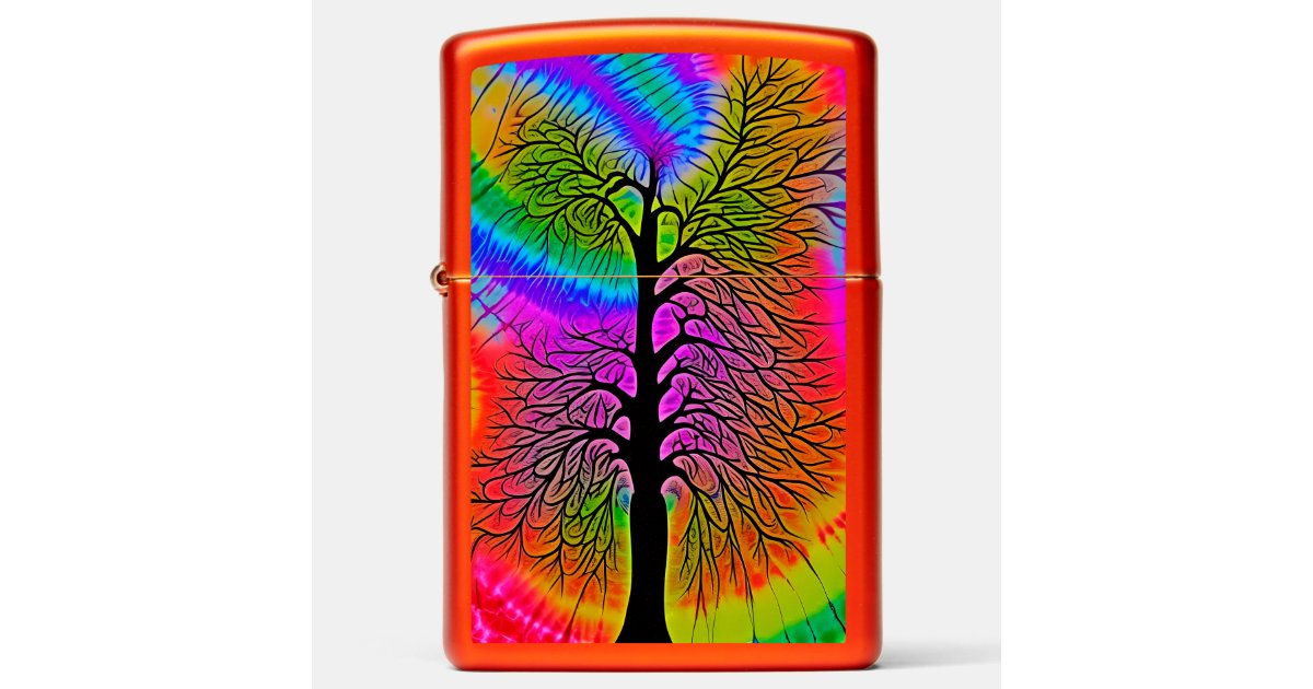 [Tree of Life] v2 Colorful Rainbow Tie-Dye Zippo Lighter | Zazzle