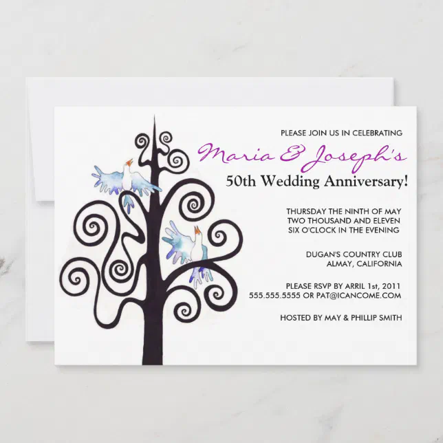 Tree of Life Wedding Anniversary Party Invitation | Zazzle
