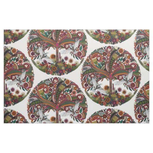tree of life white fabric | Zazzle
