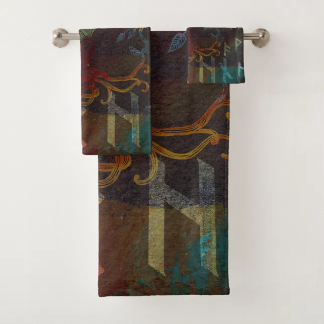 Tree of life -Yggdrasil - and runes Bath Towel Set | Zazzle