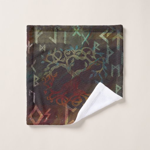 Tree of life -Yggdrasil - and runes Bath Towel Set | Zazzle