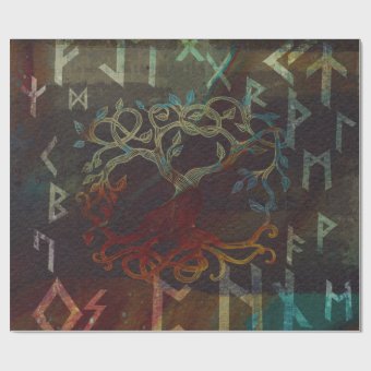 Tree of life -Yggdrasil - and runes Wrapping Paper | Zazzle