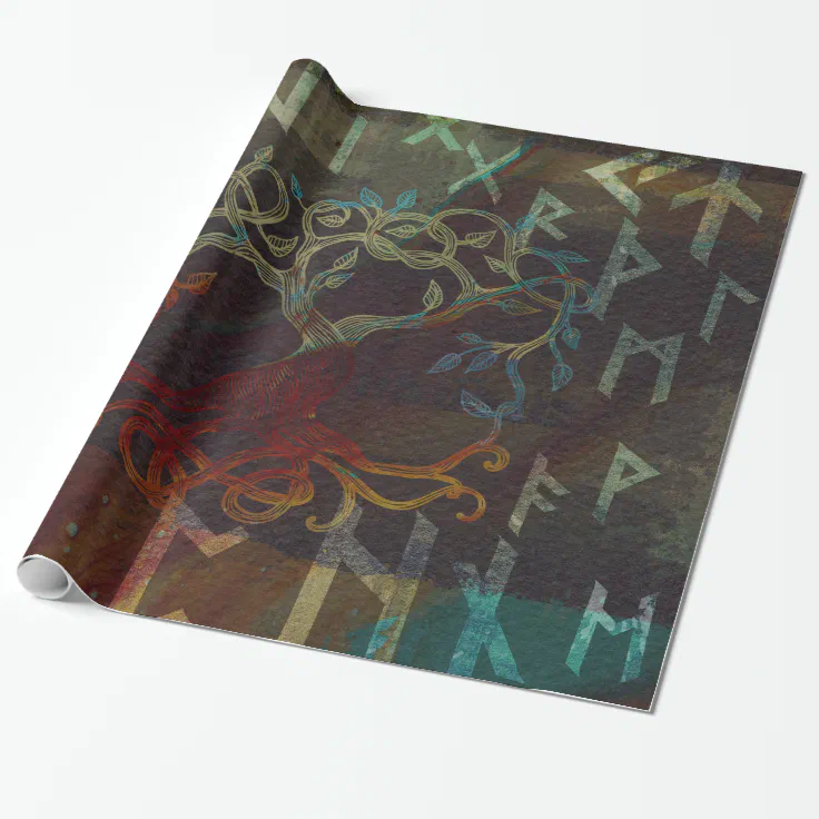 Tree of life -Yggdrasil - and runes Wrapping Paper | Zazzle