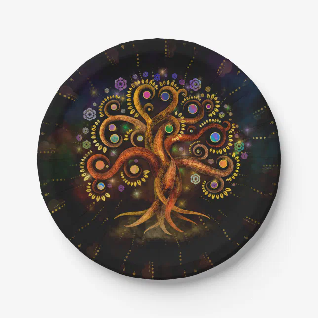 Tree of Life - Yggdrasil - Rainbow Swirl Paper Plates | Zazzle