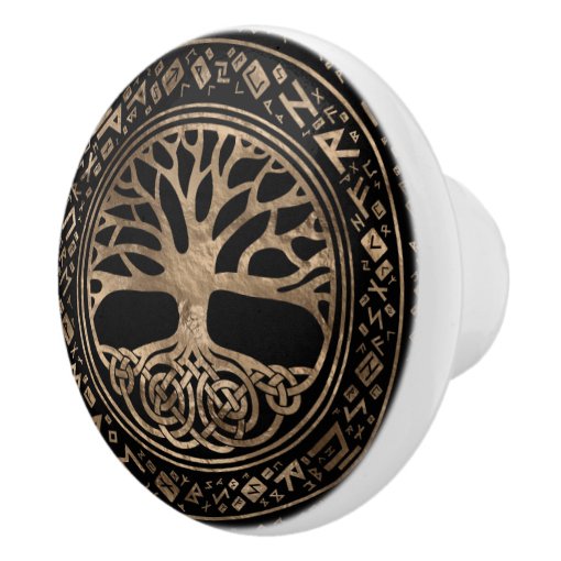 Tree of life -Yggdrasil Runic Pattern Ceramic Knob | Zazzle