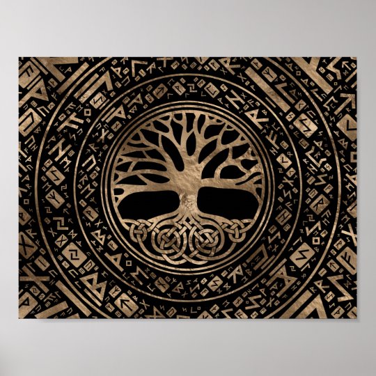 Tree of life -Yggdrasil Runic Pattern Poster | Zazzle.com