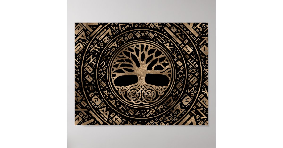 Tree of life -Yggdrasil Runic Pattern Poster | Zazzle