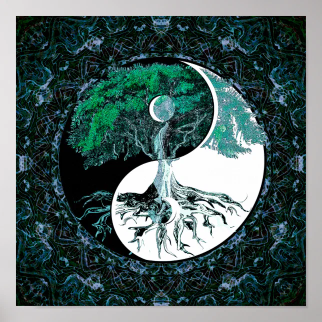 Tree of Life Yin Yang Moonlight Poster | Zazzle