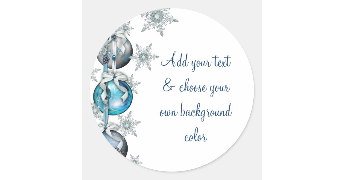 Tree Ornaments Blue Snowflakes Christmas Stickers | Zazzle