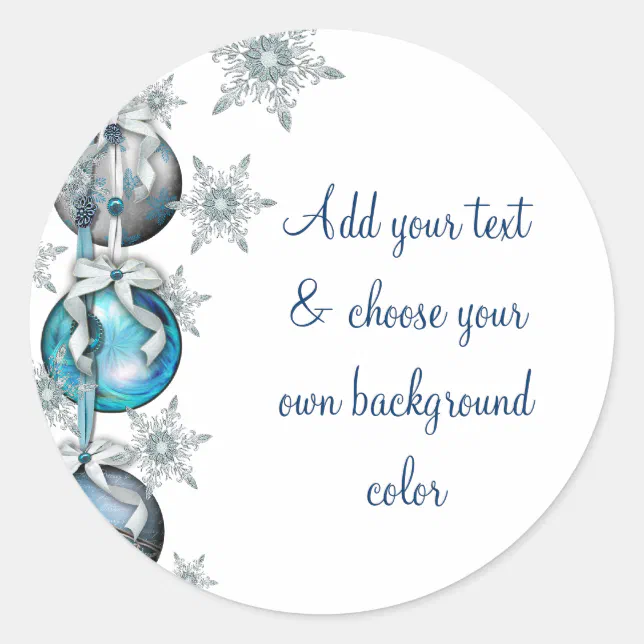 Tree Ornaments Blue Snowflakes Christmas Stickers | Zazzle