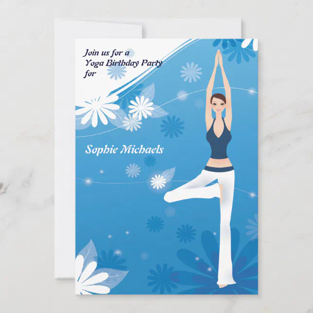 Tree Pose Yoga Party Invitation | Zazzle