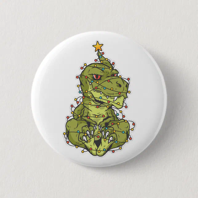 Tree Rex Christmas Button | Zazzle