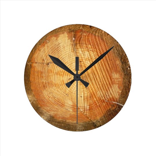 TREE RINGS | natural wood log Round Clock | Zazzle.com