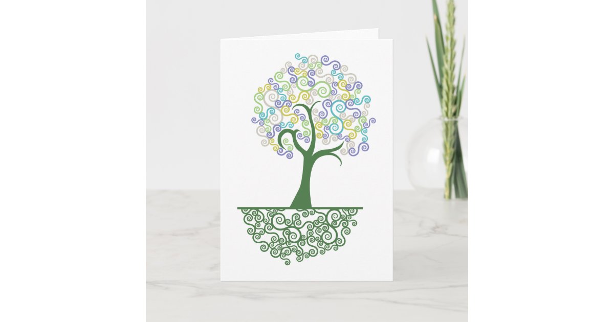 Tree ~ Roots of Life Colorful Scroll Trees Card | Zazzle