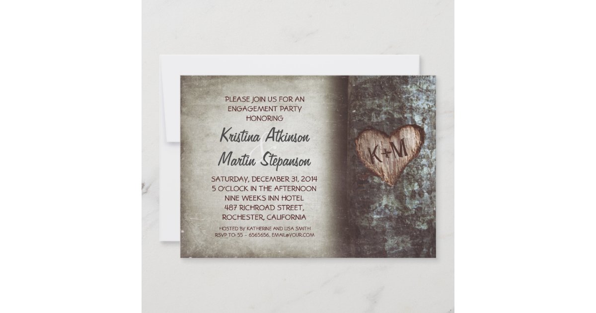 Tree rustic engagement party invitations | Zazzle
