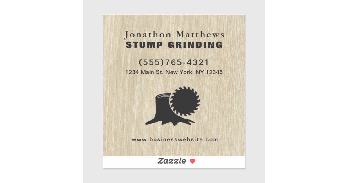 Tree Saw Stump Grinding Removal Business Sticker | Zazzle