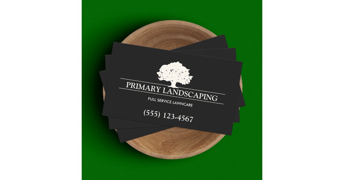 Tree Service and Lawn Care Landscaper Black Business Card | Zazzle