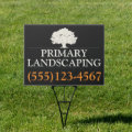 Tree Service and Lawn Care Landscaper Black Sign | Zazzle