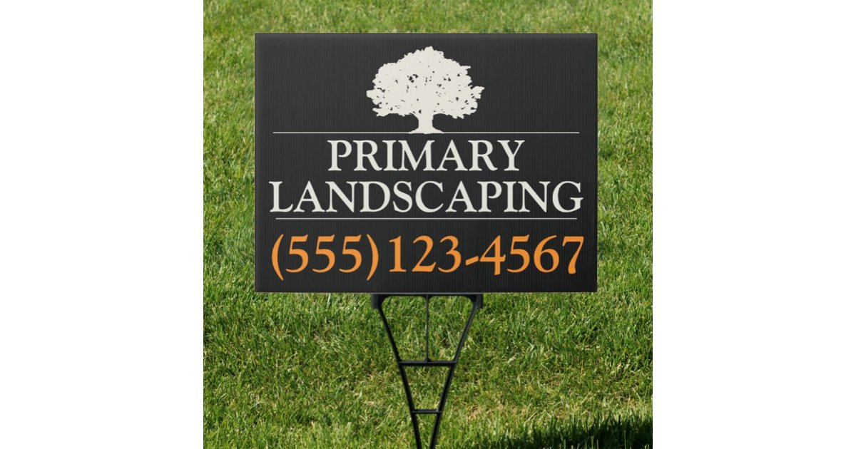 Tree Service and Lawn Care Landscaper Black Sign | Zazzle