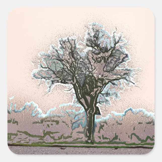 TREE SQUARE STICKER | Zazzle